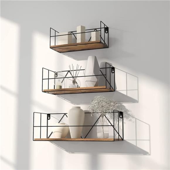 Wall Decor | Floating Shelves Wall Mounted Set Of 3 Wall Shelves With ...